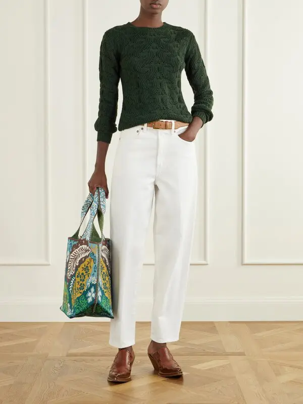 ALEMAIS Florence Floral-jacquard Tote - Green