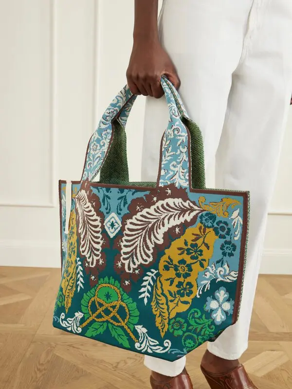ALEMAIS Florence Floral-jacquard Tote - Green