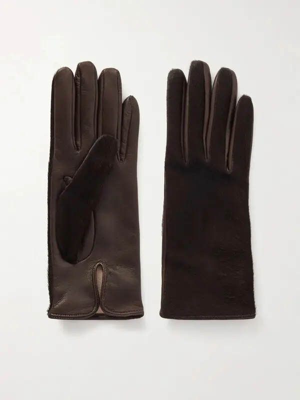 Nour Hammour Calf Hair Gloves - Brown