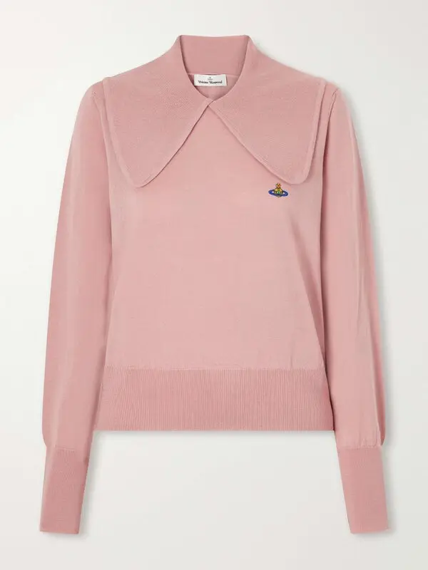 VIVIENNE WESTWOOD Tie Bea Logo-embroidered Polo Sweater - Blush