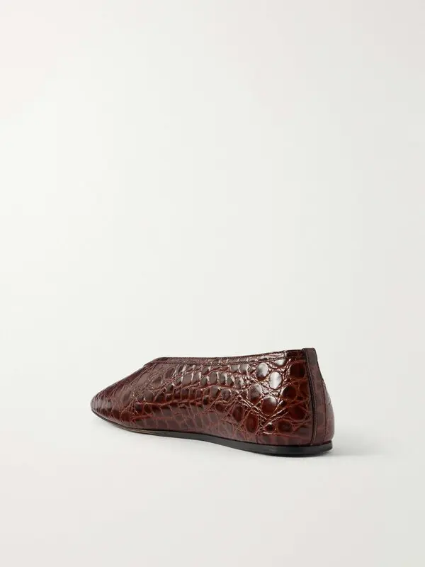 Le Monde Beryl Luna Croc-effect Leather Flats