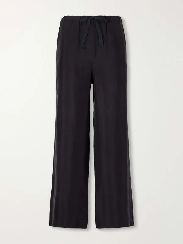 JAMES PERSE Silk-habotai Wide-leg Drawstring Pants