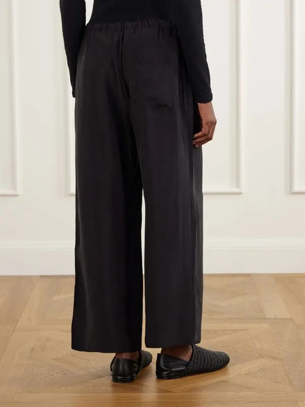 JAMES PERSE Silk-habotai Wide-leg Drawstring Pants