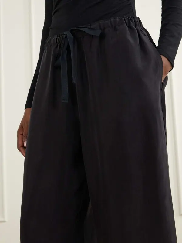 JAMES PERSE Silk-habotai Wide-leg Drawstring Pants