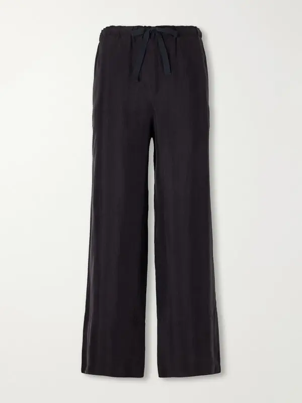 JAMES PERSE Silk-habotai Wide-leg Drawstring Trousers