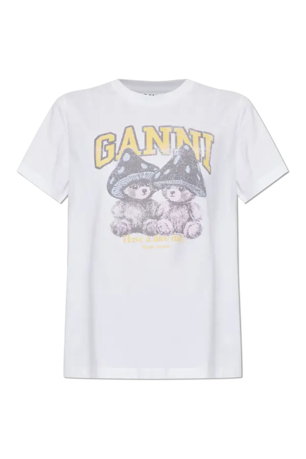 GANNI T-shirt With Colorful Print - White