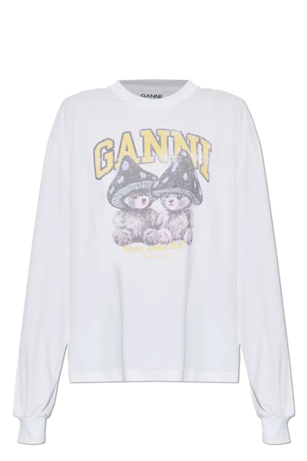 GANNI T-shirt With Colorful Print - White