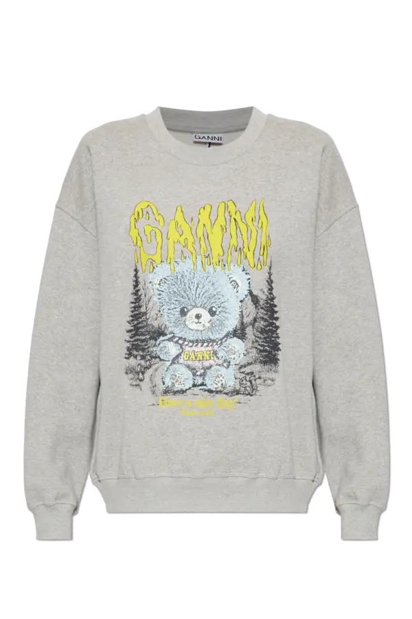 GANNI Sweatshirt With Colorful Print - Grey