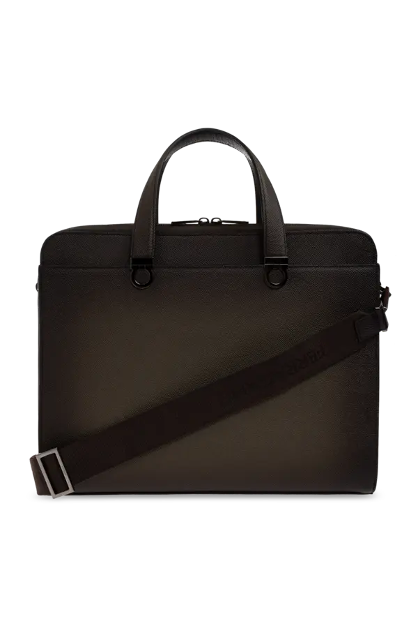 FERRAGAMO Leather Briefcase "trading - Brown