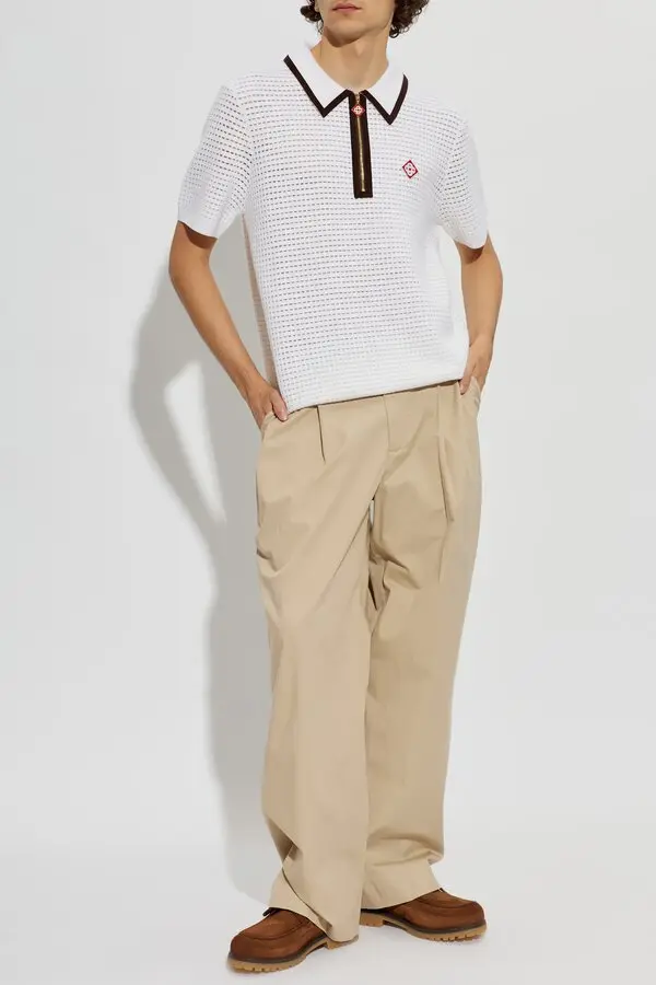 Casablanca Wool Polo Shirt With Logo Patch