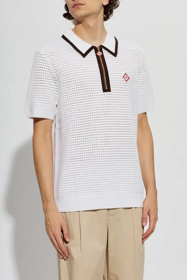 Casablanca Wool Polo Shirt With Logo Patch