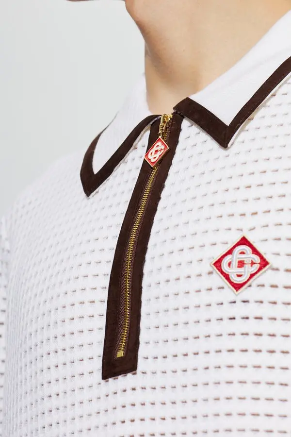 Casablanca Wool Polo Shirt With Logo Patch