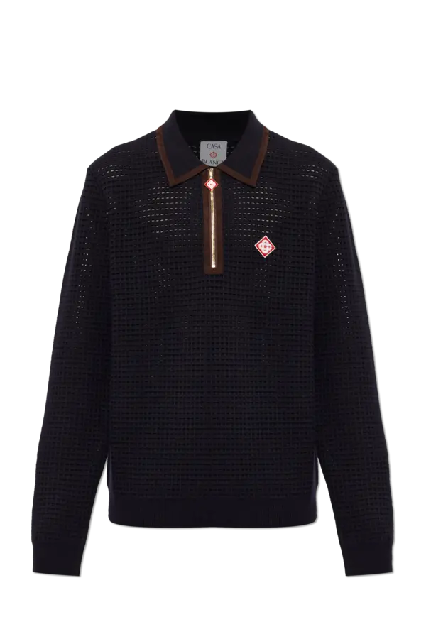 Casablanca Wool Polo Shirt With Logo Patch