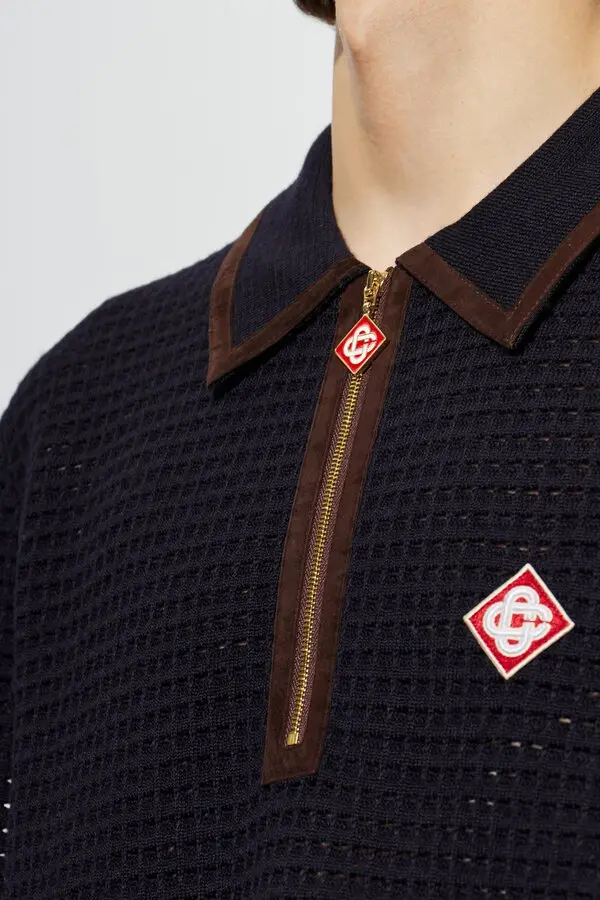 Casablanca Wool Polo Shirt With Logo Patch