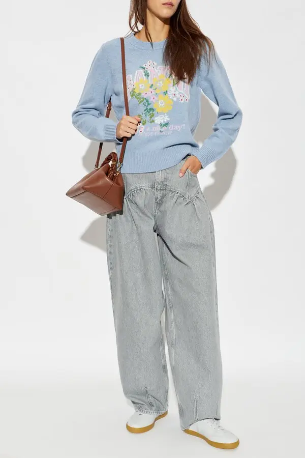 GANNI Sweater With A Colorful Pattern And Logo