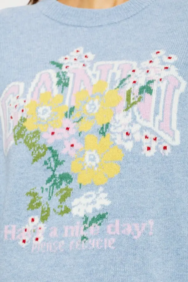 GANNI Sweater With A Colorful Pattern And Logo