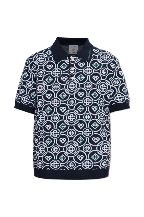 Casablanca Polo With Monogram - Navy Blue