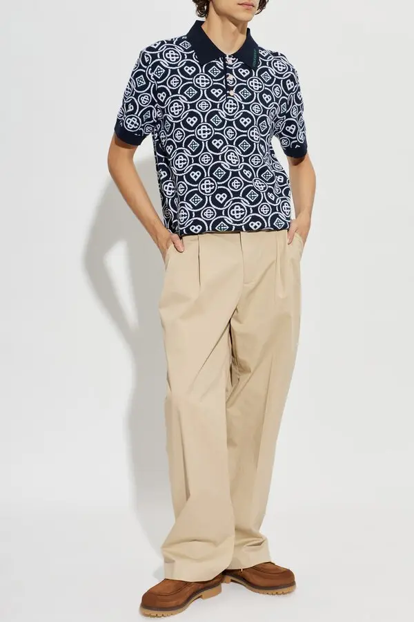 Casablanca Polo With Monogram - Navy Blue