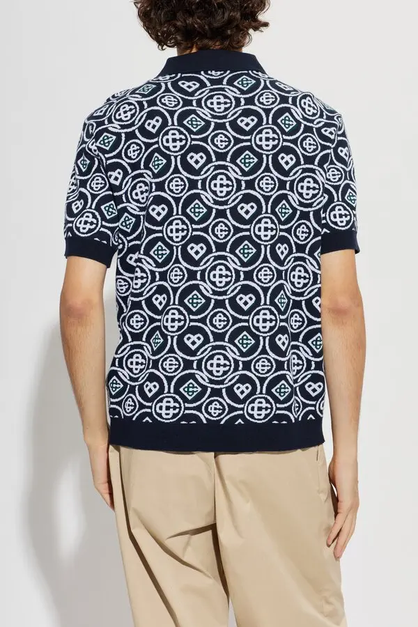 Casablanca Polo With Monogram - Navy Blue