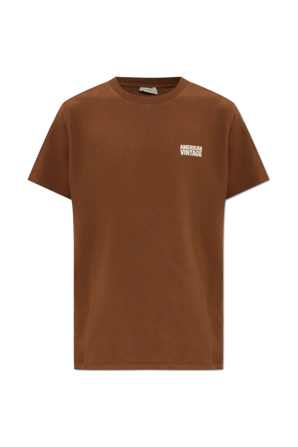 American Vintage T-shirt With Printed Logo - Brown