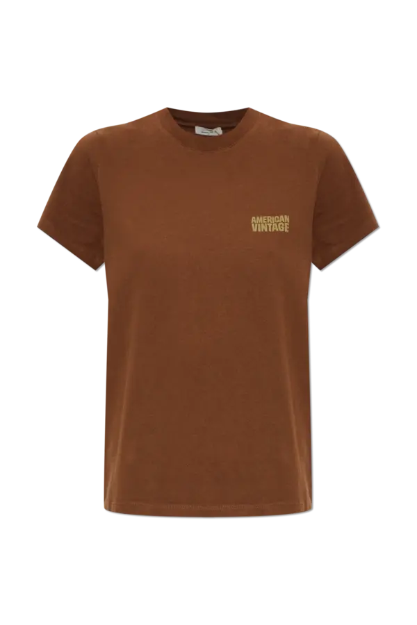American Vintage T-shirt With Printed Logo - Brown