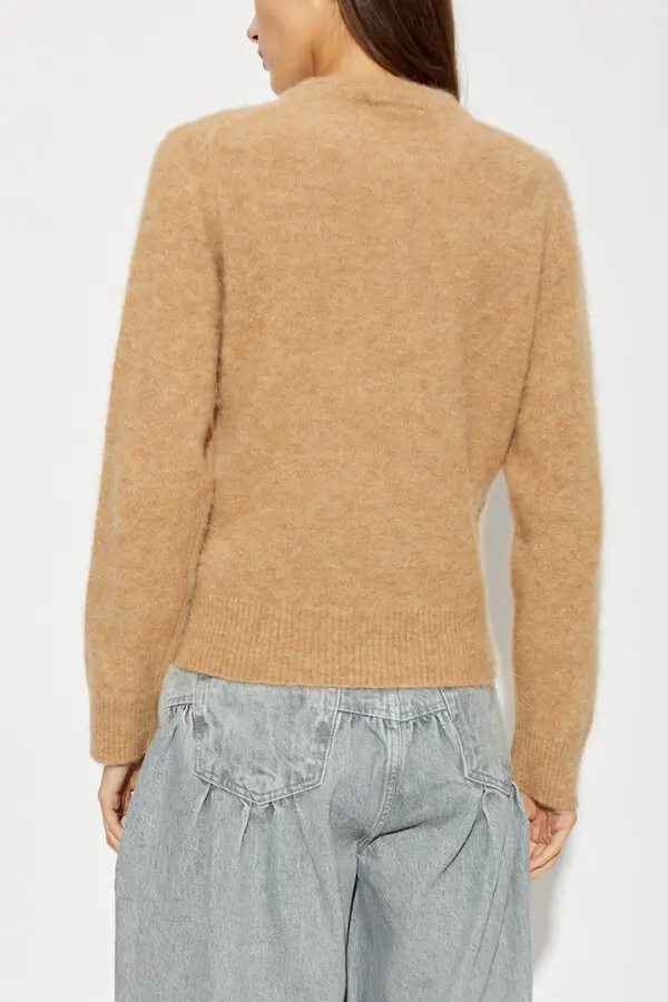 GANNI Sweater With A Colorful Pattern And Logo - Beige