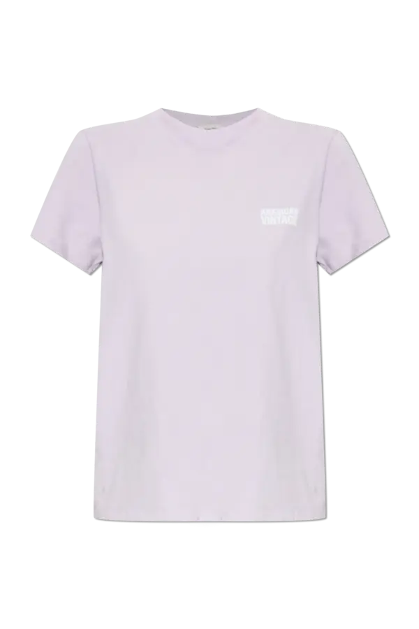 American Vintage T-shirt With Printed Logo - Purple