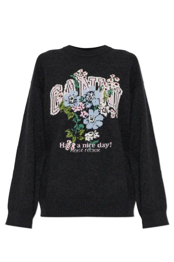 GANNI Sweater With Colorful Pattern And Logo