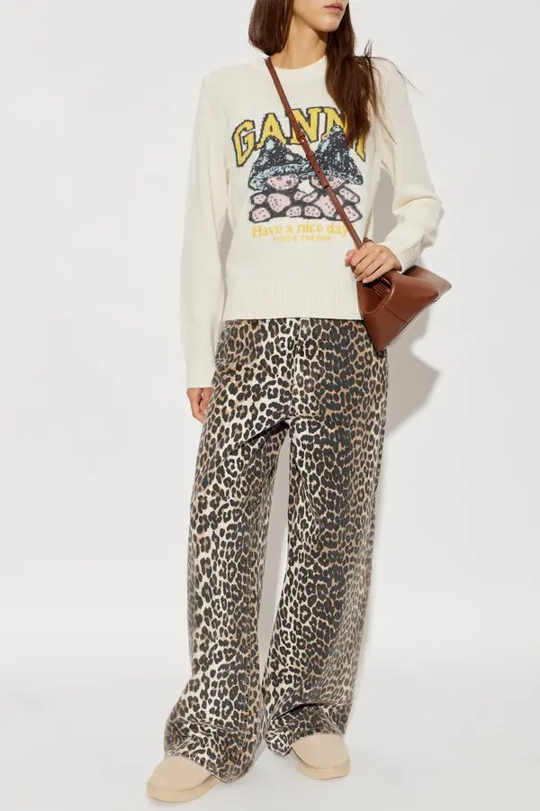 GANNI Sweater With A Colorful Pattern And Logo