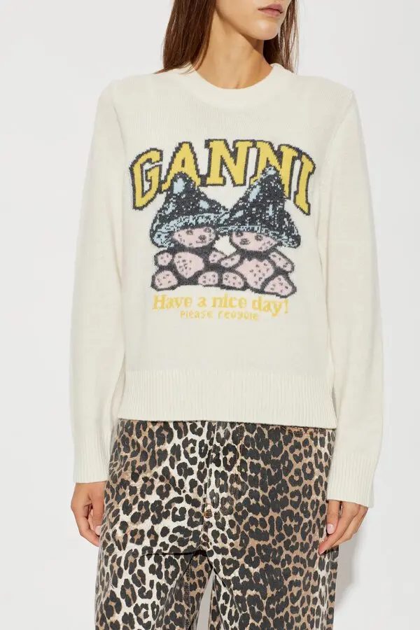 GANNI Sweater With A Colorful Pattern And Logo