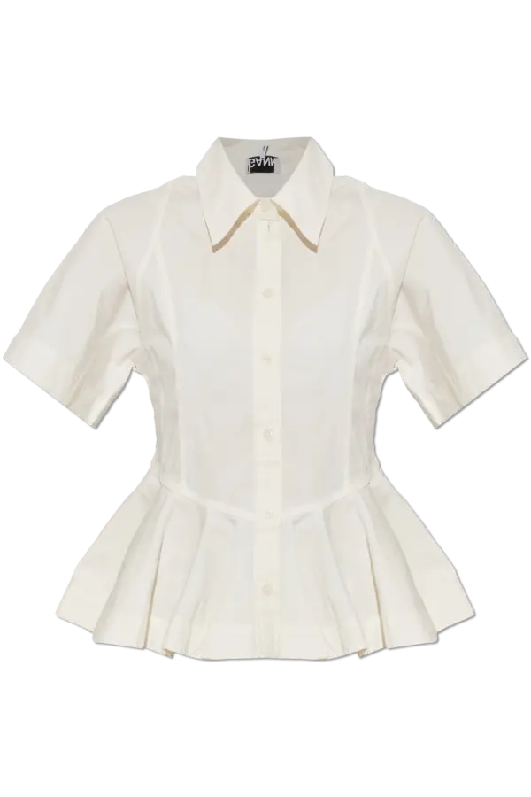 GANNI Peplum Top - Cream