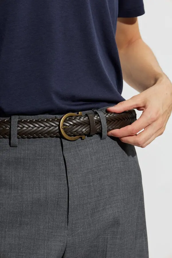 FERRAGAMO Leather Belt With Decorative Braid