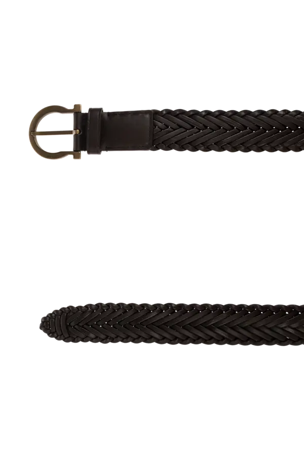 FERRAGAMO Leather Belt With Decorative Braid