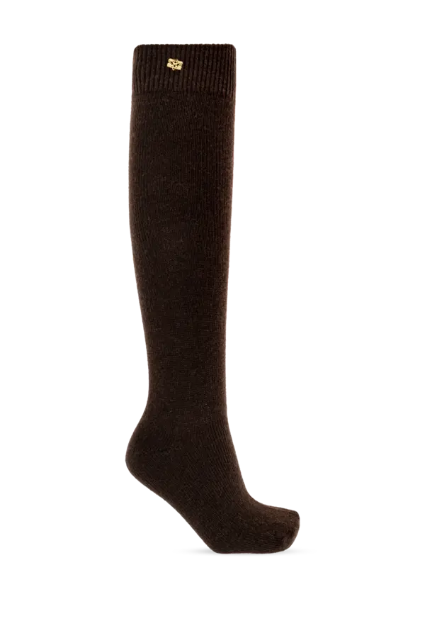 GANNI Long Wool Socks - Brown