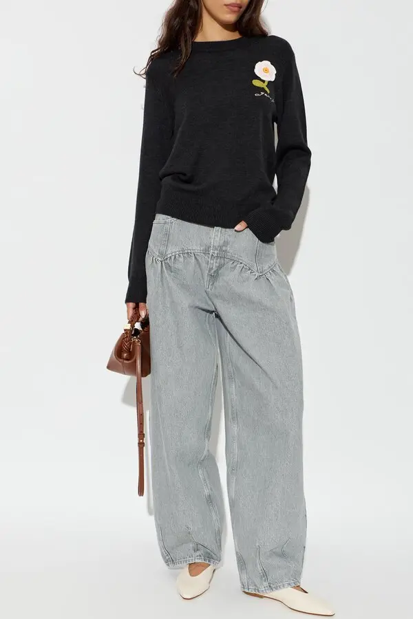 GANNI Wool Sweater With Embroidery