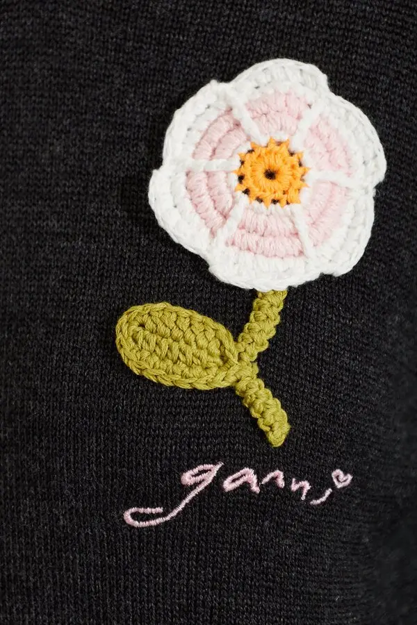 GANNI Wool Sweater With Embroidery