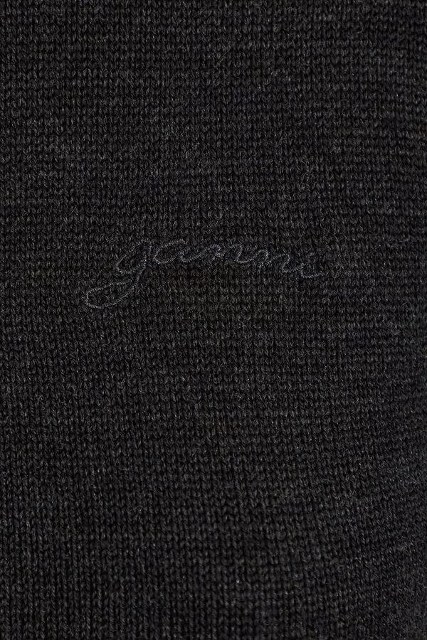 GANNI Wool Turtleneck With Lace Trim