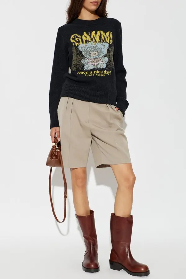 GANNI Sweater With Colorful Pattern And Logo
