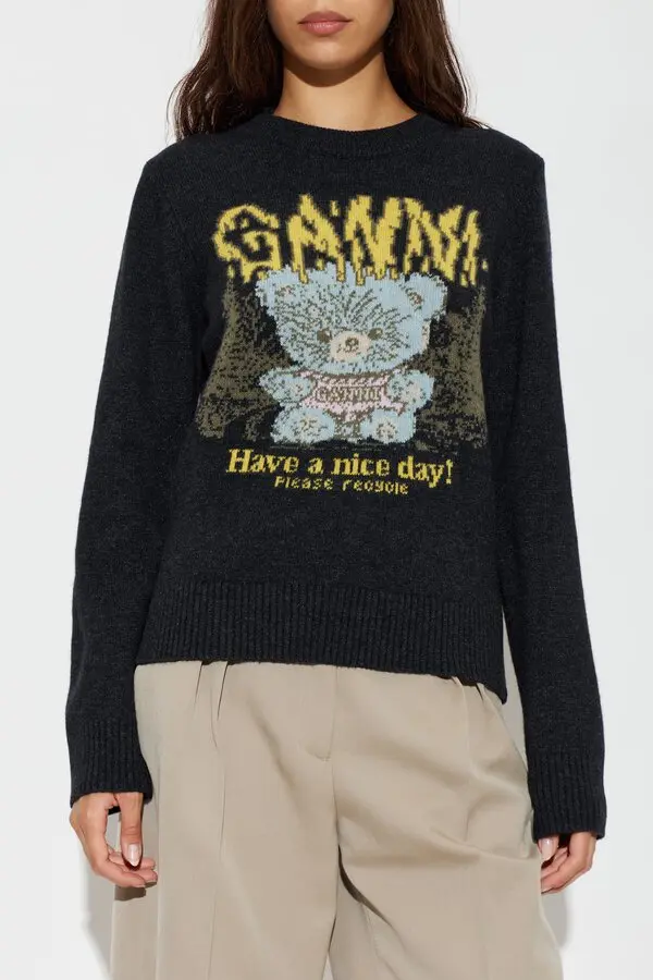 GANNI Sweater With Colorful Pattern And Logo