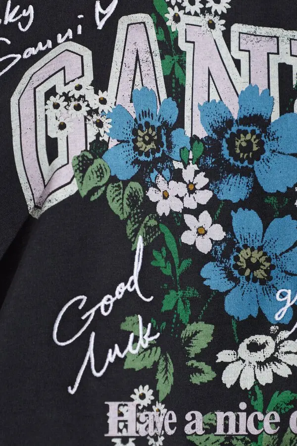 GANNI Printed Long Sleeve T-shirt - Black
