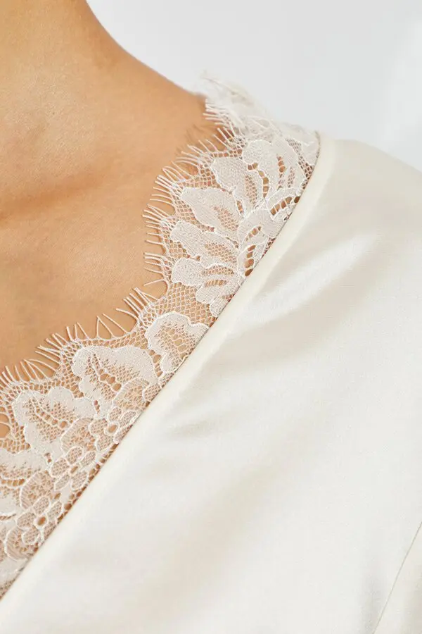 GANNI Satin Top With Lace Trim