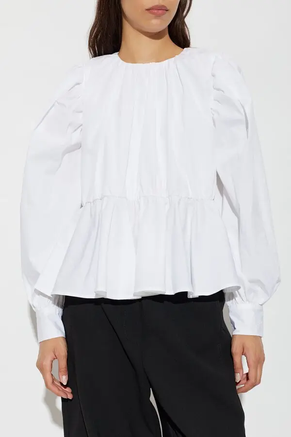 GANNI Peplum Top - White