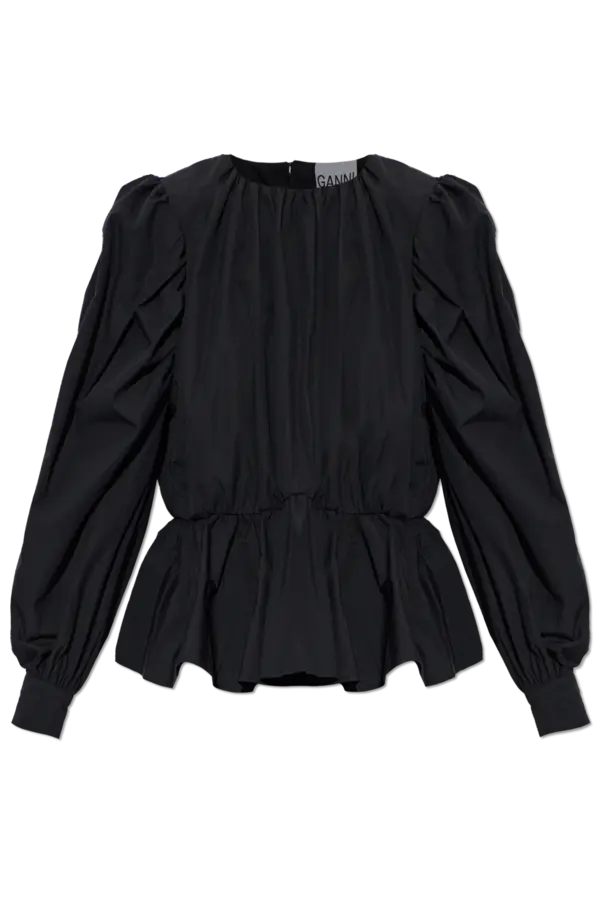GANNI Peplum Top - Black