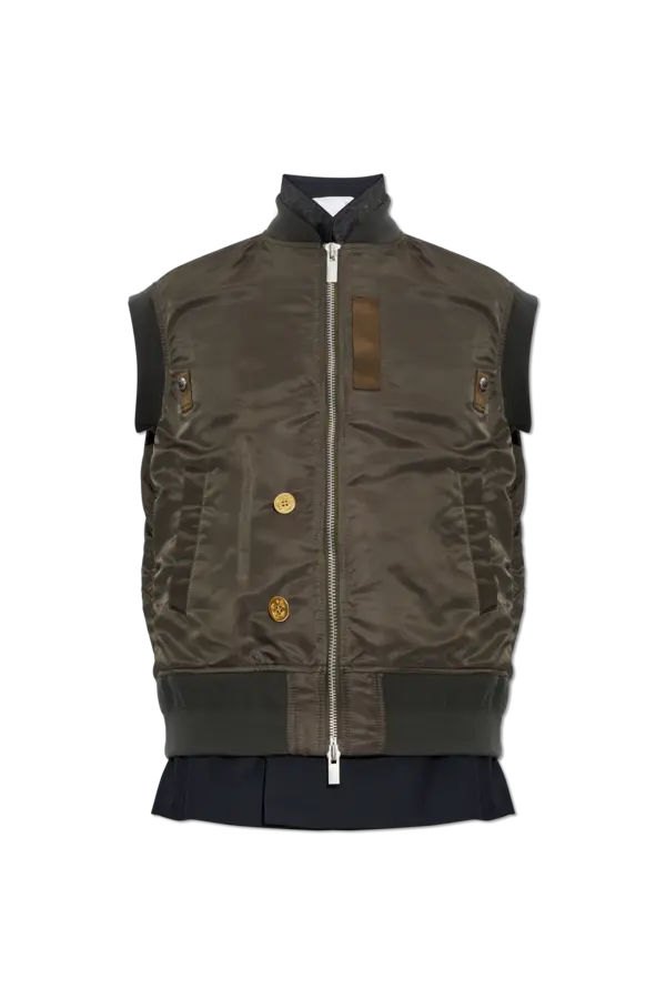 Sacai Vest Made From Combined Materials - Green