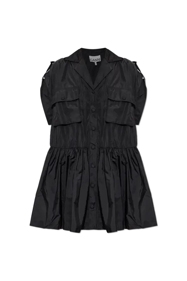 GANNI Dress With Pockets - Black