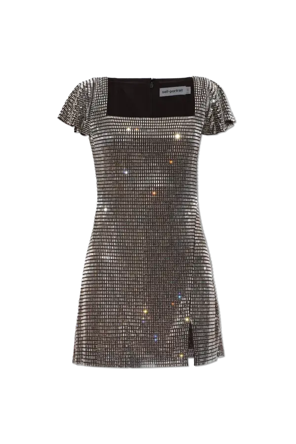 SELF-PORTRAIT Short Sequin Dress - Silver