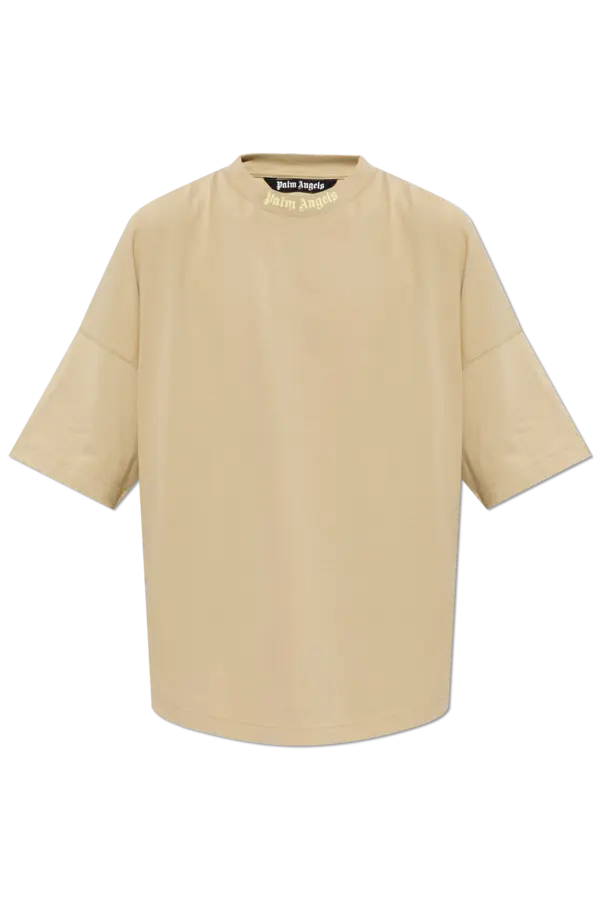 Palm Angels Cotton T-shirt With Logo - Beige