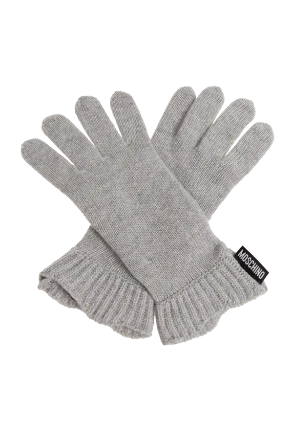 Moschino Gloves With Logo Patch - Grey