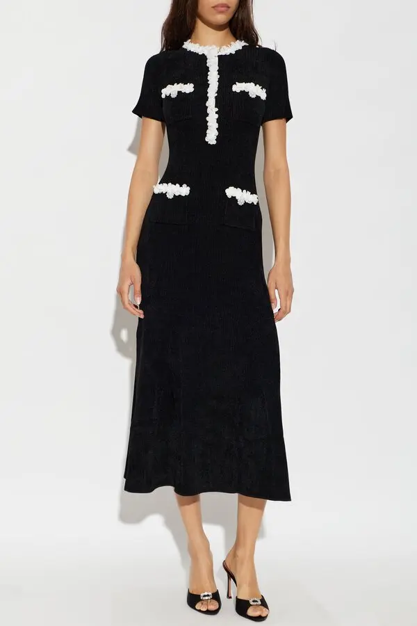 SELF-PORTRAIT Ribbed Dress With Pockets
