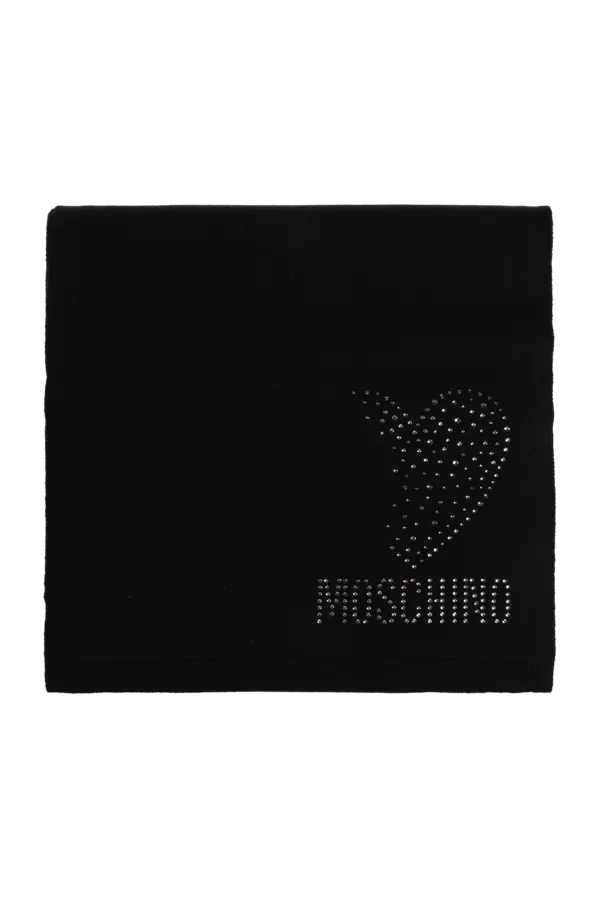 Moschino Wool Scarf With Sparkling Sequins - Black